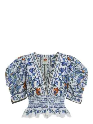 Farm Rio V-neck Floral Print Blouse - Multicolor