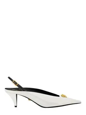 Versace Versace La Medusa Pointed-Toe Slingback Pumps White