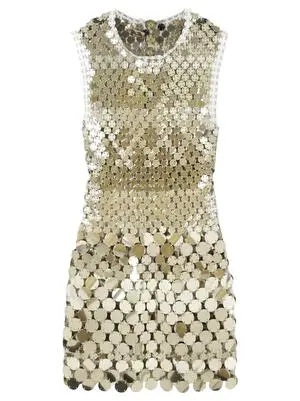 Rabanne Studded Disc Mini Dress - Golden