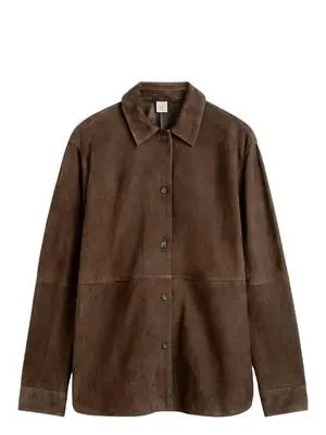 TOTEME Long Sleeve Suede Overshirt - No