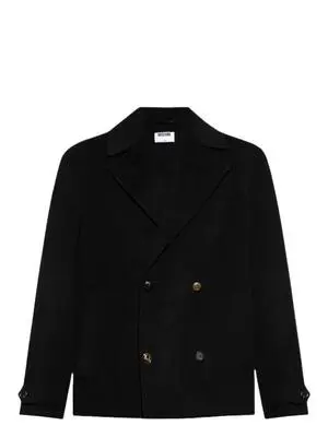 Moschino Long-sleeved Double-breasted Coat - Black