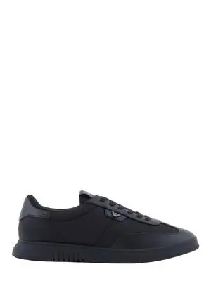 Emporio Armani Logo-plaque Panelled Sneakers - Black