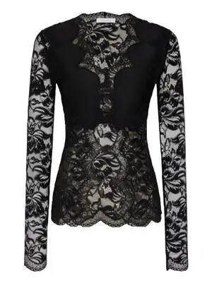 Rabanne Long Sleeve Lace Top - Black