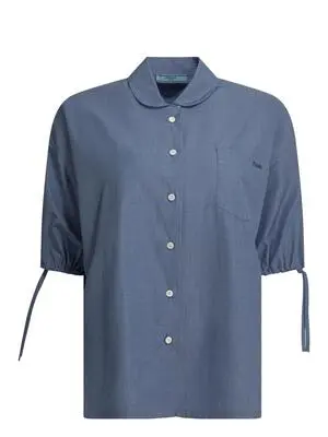 PRADA Prada Short Sleeve Button-Up Shirt With Ruffled Cuffs