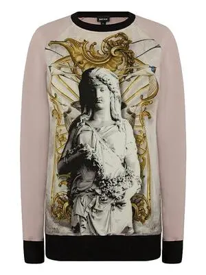 Just Cavalli Printed Round Neck Long Sleeve Sweater - Nude
