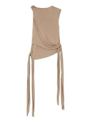 GANNI Sleeveless Asymmetrical Wrap Top - Nude