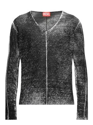 DIESEL® Robbel Ribbed V-neck Sweater - Black