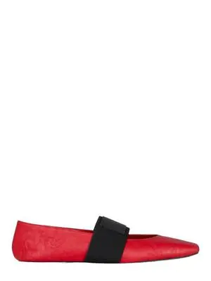 Givenchy Sliced Square Ballerinas In Textured Leather - Cinnabar