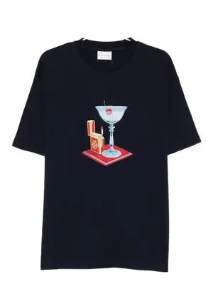 Drole De Monsieur Drôle De Cocktail Graphic Print Crewneck T-shirt - Navy