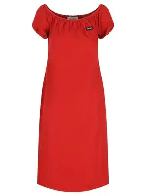 MIU MIU Miu Miu Off-the-Shoulder Poplin Dress With Slit
