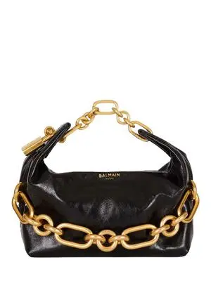 Balmain Mini Sync Bag With Chain Handle And Padlock - Black