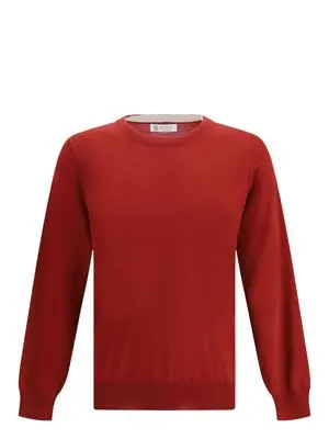 Brunello Cucinelli Crew Neck Long Sleeve Sweater - Red