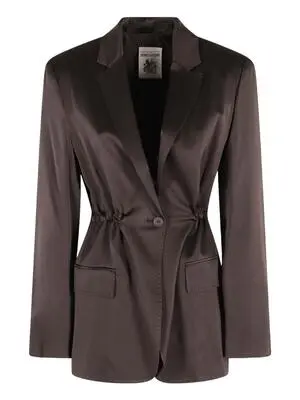 SEMICOUTURE Tailored Blazer With Cinched Waist - Dark Cacao