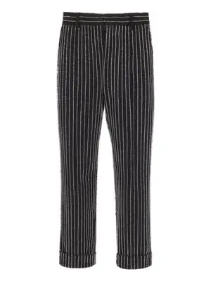 Balmain Straight-leg Trousers With Crystal Stripes - Black