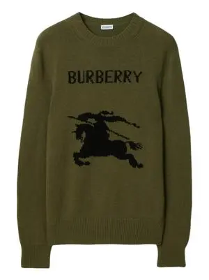 Burberry Wool Cashmere Sweater With Equestrian Knight Motif - Tent Green