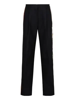 Dries Van Noten Velvet-trimmed Straight-leg Trousers - Black