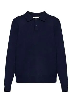 LISA YANG Buttoned Polo Shirt - Navy Blue