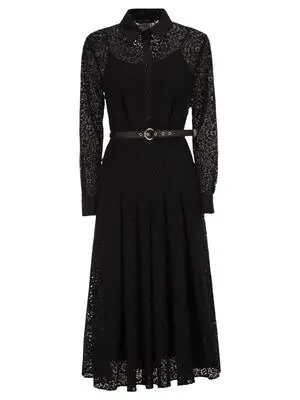 Max Mara Alençon Lace Shirt Dress With Jeweled Buttons - Black
