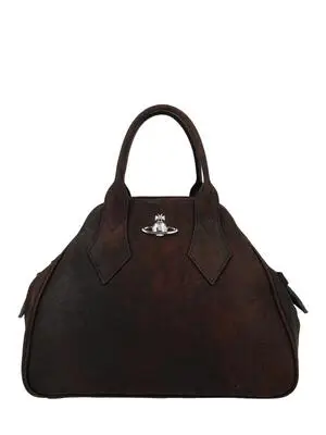 VIVIENNE WESTWOOD Structured Top Handle Shoulder Bag With Orb Detail - Brown