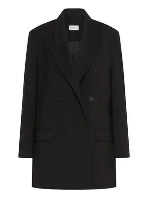 Marella Double-breasted Pure Wool Blazer - Black
