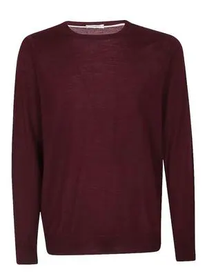 PAOLO PECORA Crew Neck Fine Knit Wool Sweater - Brown