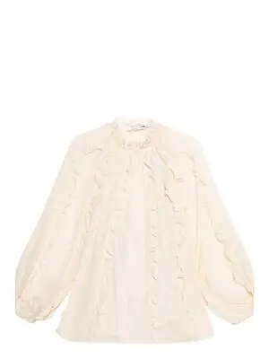 ZIMMERMANN Zimmermann Ruffled High-Neck Blouse With Balloon Sleeves