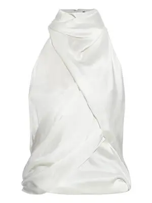 Balmain Draped Halterneck Top - White