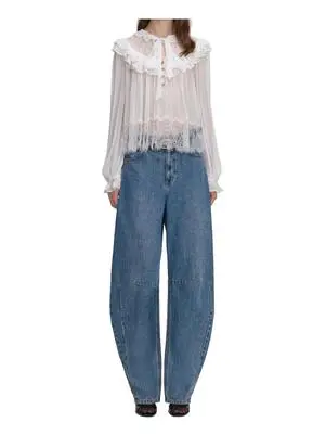 SELF-PORTRAIT Georgette Lace Blouse - White
