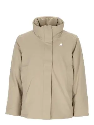 K-WAY Short Cropped Jacket With Hood And Patch Pockets - Nude