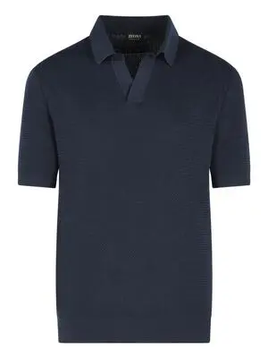 Zegna Textured V-neck T-shirt - Blue