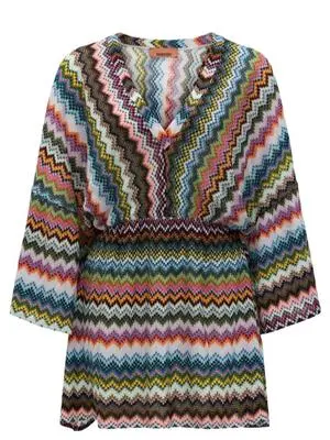 Missoni Chevron V-neck Beach Dress - Gray