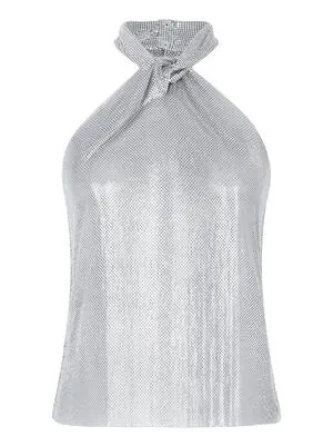 Rabanne Mesh Halter Neck Top - Silver