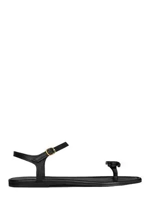 Celine Triomphe Thong Sandal In Calfskin - Black