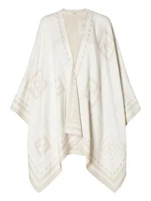 Fendi Macro Check Embroidered Cape - Grey