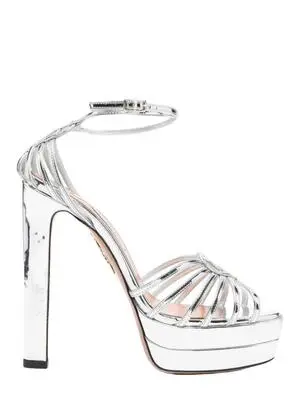 AQUAZZURA Sweetheart Platform Strappy Sandals - Silver