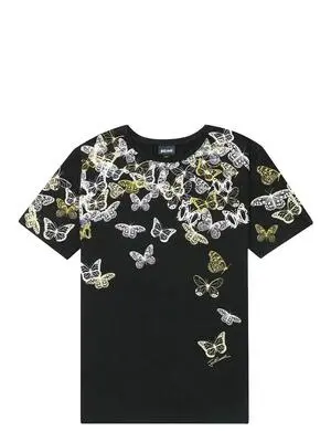 Just Cavalli Butterfly Print Short Sleeve T-shirt - Black