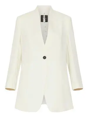 Marella Long Single-breasted Wool Blazer - White