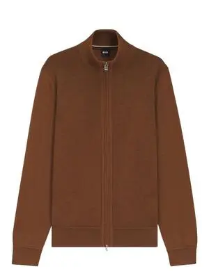 Hugo Boss Textured Zip-up Cardigan - Brown