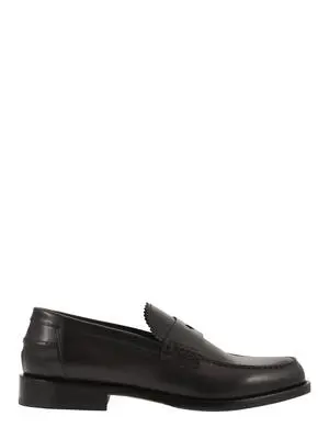 DOUCAL'S Raised Stitch Moccasin Loafers - Brwon