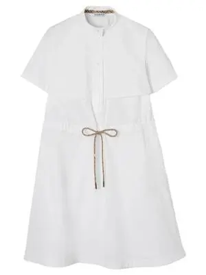 Burberry Drawstring Waist Poplin Dress - White