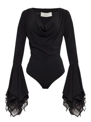 Blumarine Blumarine Draped Lace-Cuff Bodysuit No