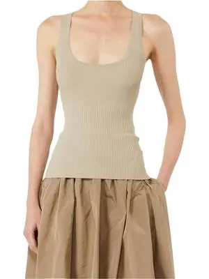 Max Mara Ribbed Round-neck Sleeveless Top - Nude