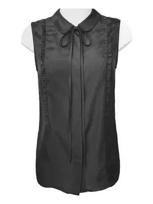 N.21 Sleeveless Collared Shirt With Front Tie Detail - Black