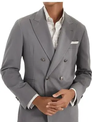 Brunello Cucinelli Gabardine Cotton-cashmere Blazer Grey