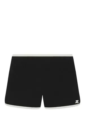 COURREGES Contrast Trim Knit Mini Shorts - Black