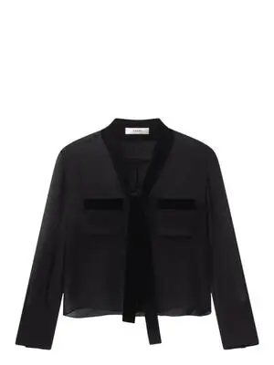 FRAME Pocket Tie-detail Blouse - Black