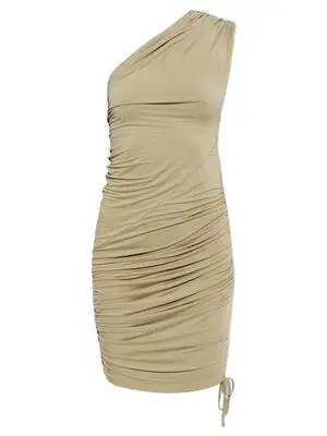 Balmain Ruched One-shoulder Dress - Nude
