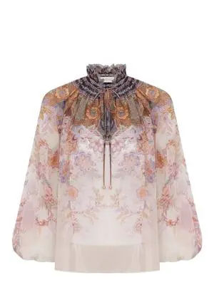 Zimmermann Paisley Tie-neck Blouse - Cream-blue-paisley