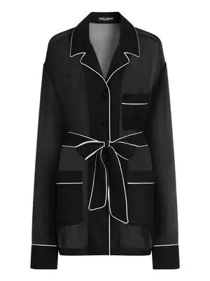 Dolce & Gabbana Vanity Sheer Belted Shirt - Black