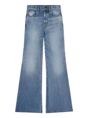 Celine Cotton Denim Flare Jeans - Blue